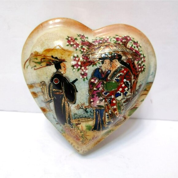 Royal Satsuma | Accents | Vintage Heart Shaped Royal Satsuma Trinket ...